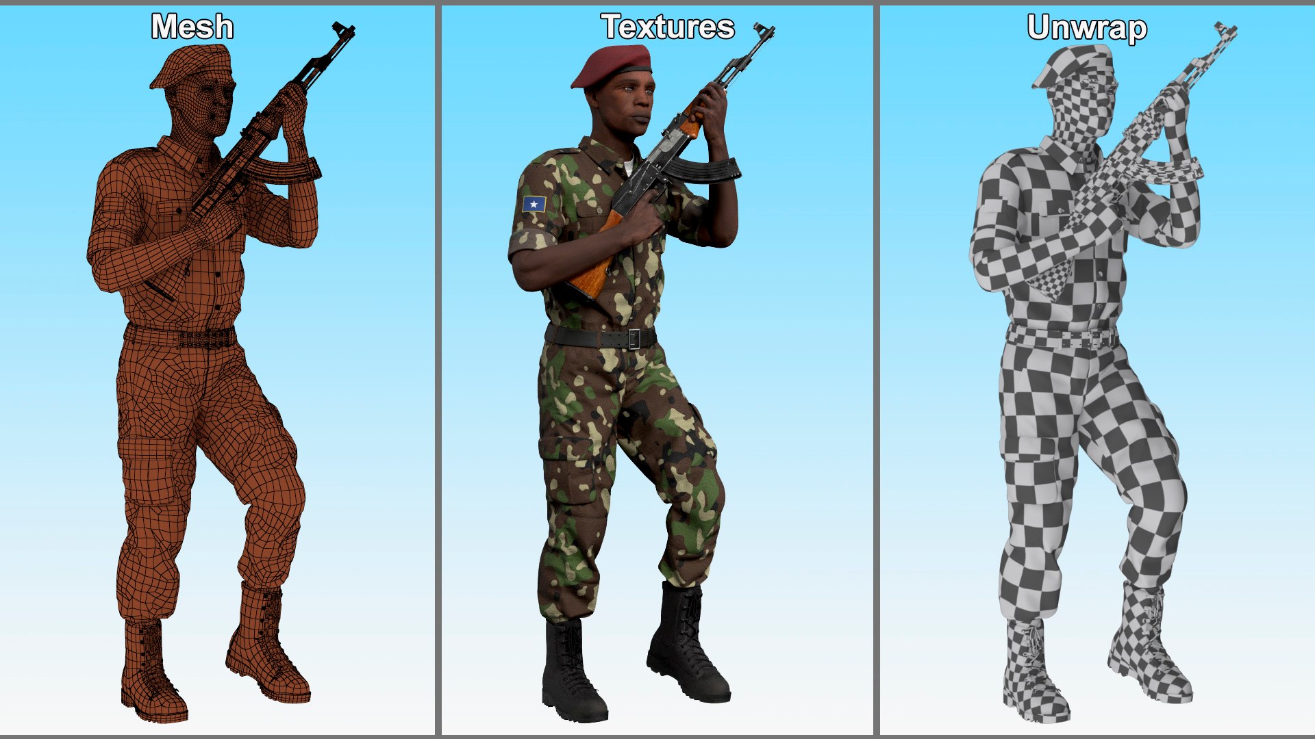 Armed AK-47 Soldier In Uniform Fur 3D Model - TurboSquid 2390003