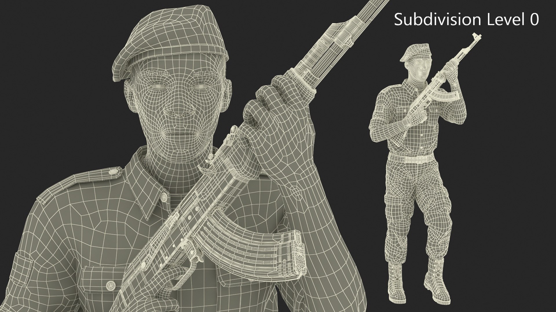 Armed AK-47 Soldier In Uniform Fur 3D Model - TurboSquid 2390003