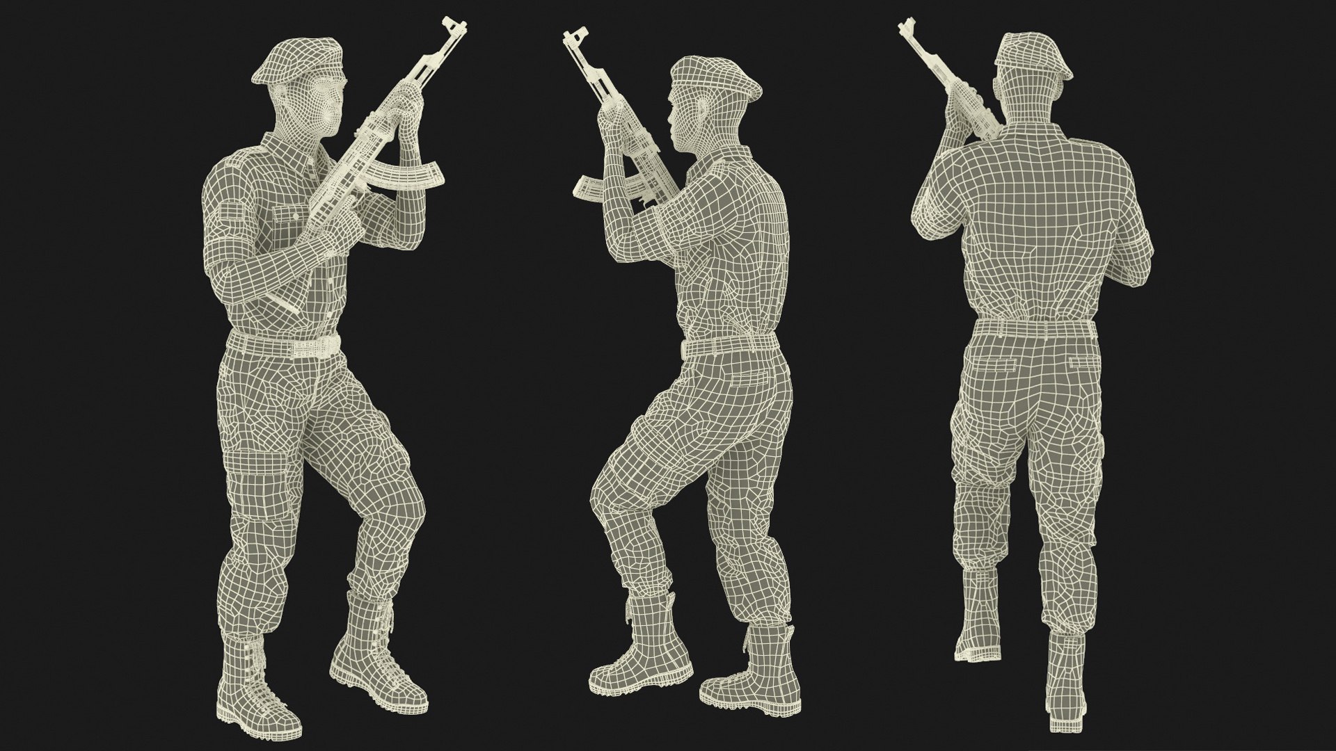 Armed AK-47 Soldier In Uniform Fur 3D Model - TurboSquid 2390003