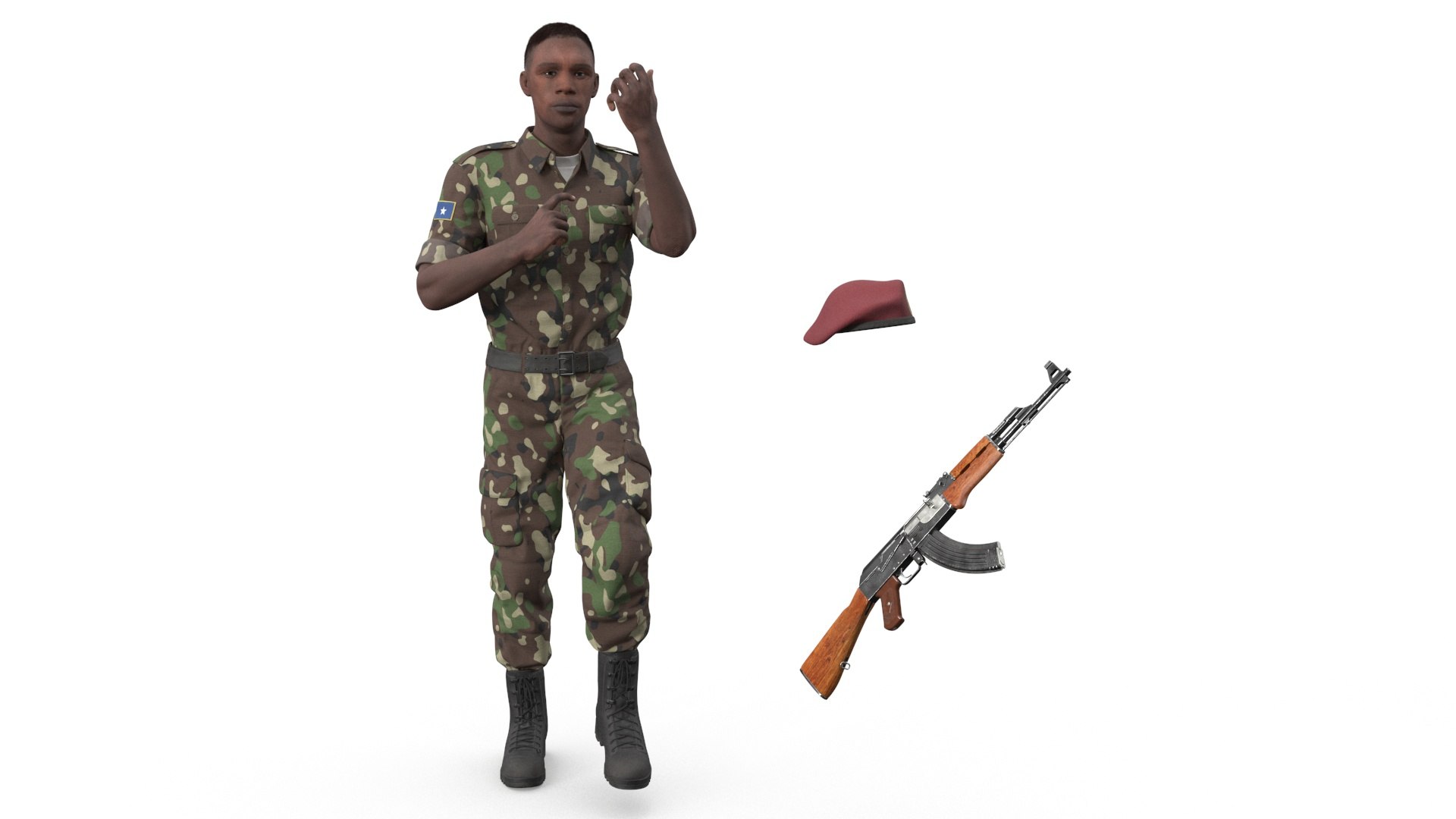 Armed AK-47 Soldier In Uniform Fur 3D Model - TurboSquid 2390003