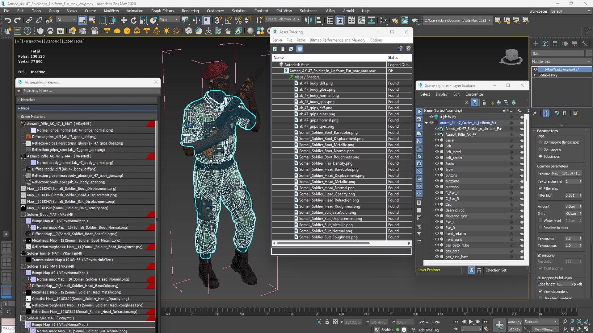 Armed AK-47 Soldier In Uniform Fur 3D Model - TurboSquid 2390003