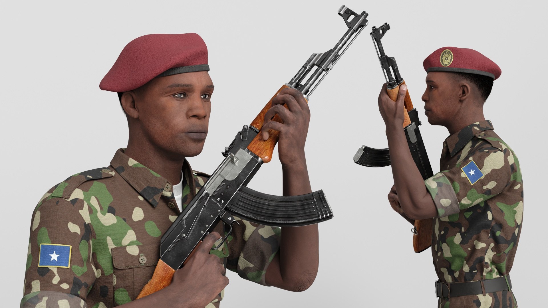 Armed AK-47 Soldier In Uniform Fur 3D Model - TurboSquid 2390003