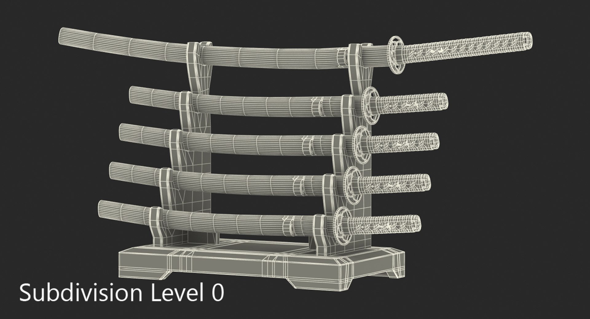 japanese sword katana display 3d model