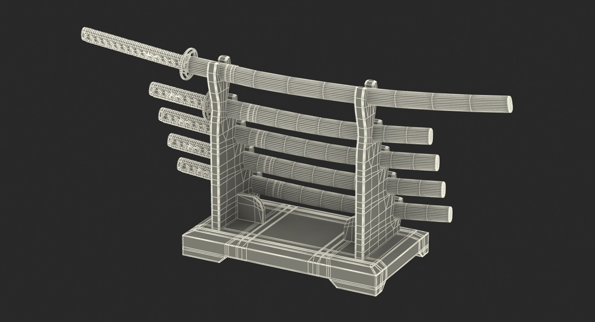 japanese sword katana display 3d model
