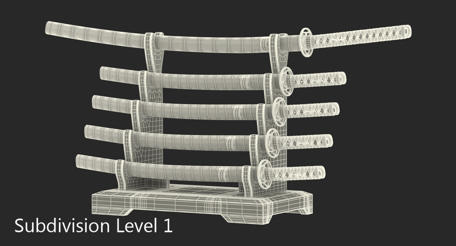 japanese sword katana display 3d model