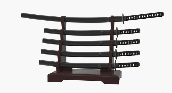 japanese sword katana display 3d model