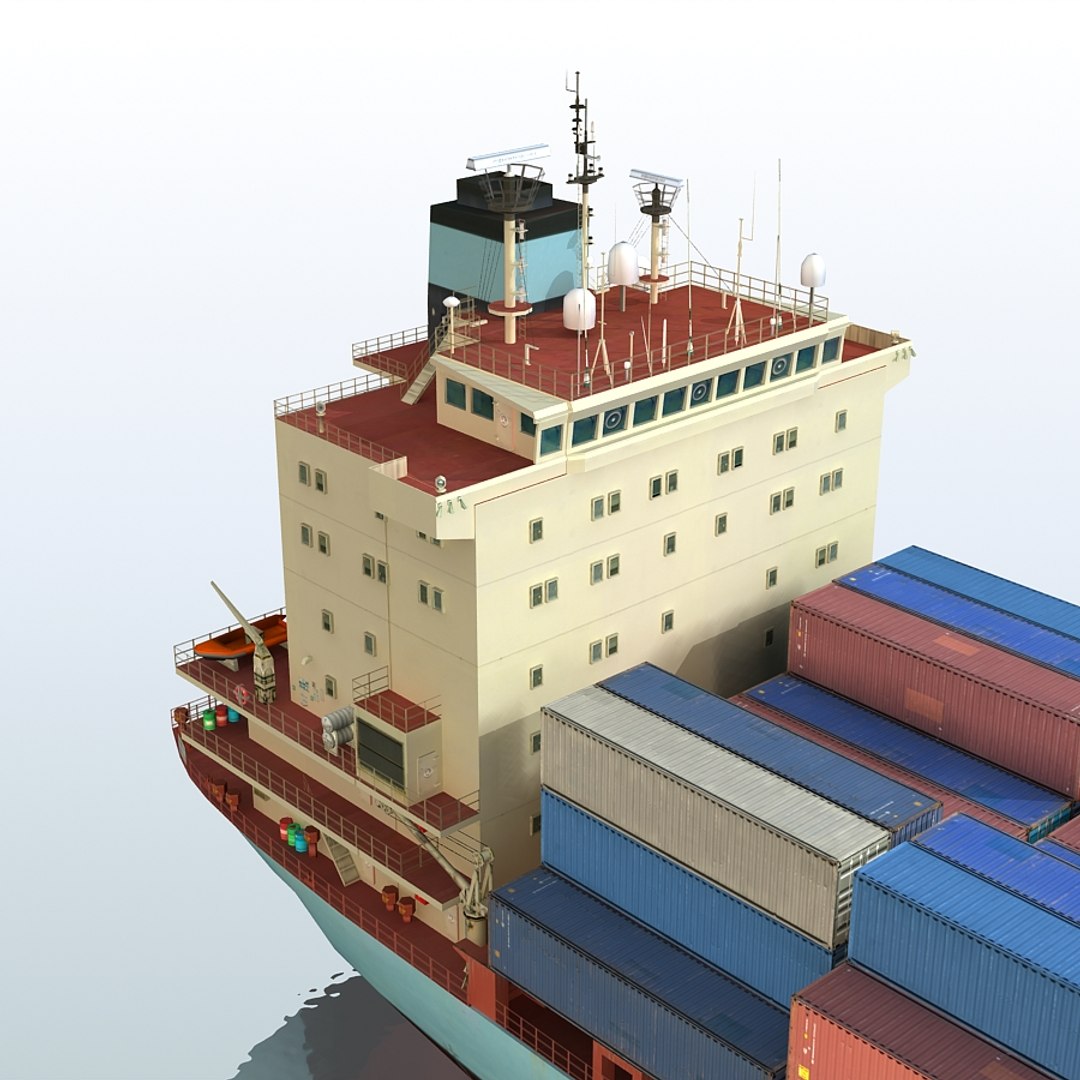 3d Model Container Ship Blue