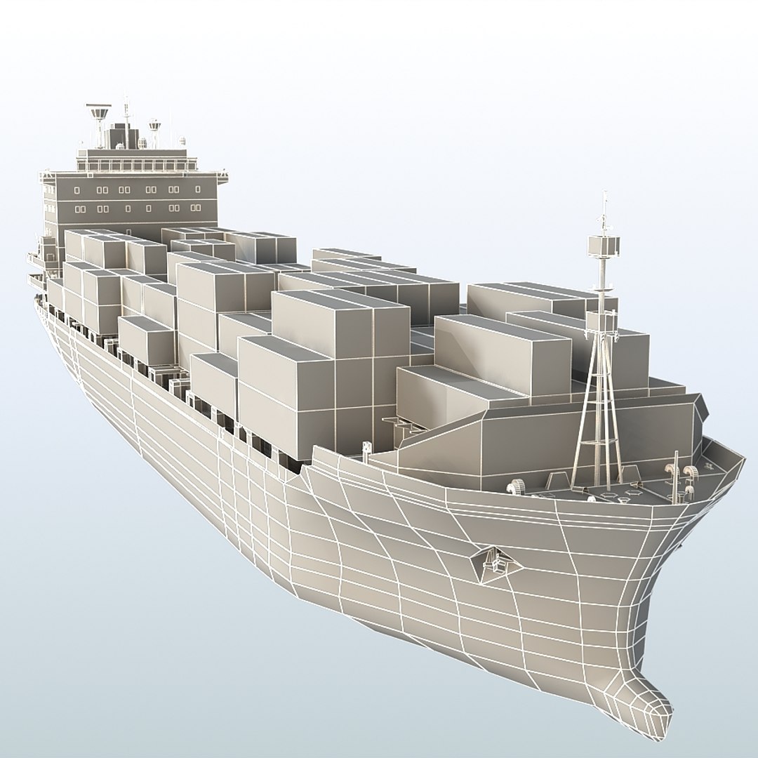 3d Model Container Ship Blue