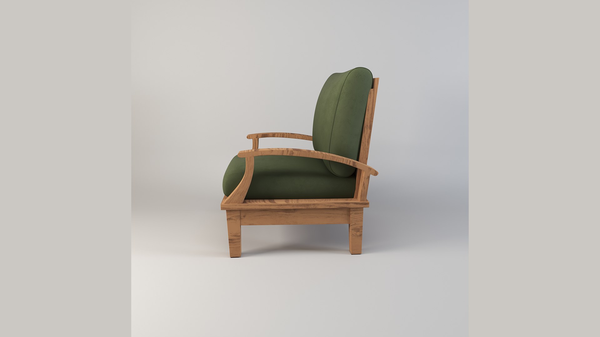3D Olive Club Teak Wooden Armchair - TurboSquid 2357652