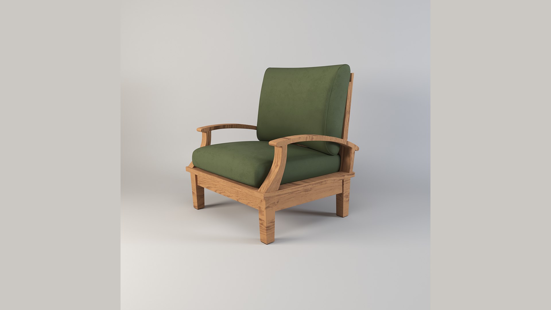 3D Olive Club Teak Wooden Armchair - TurboSquid 2357652