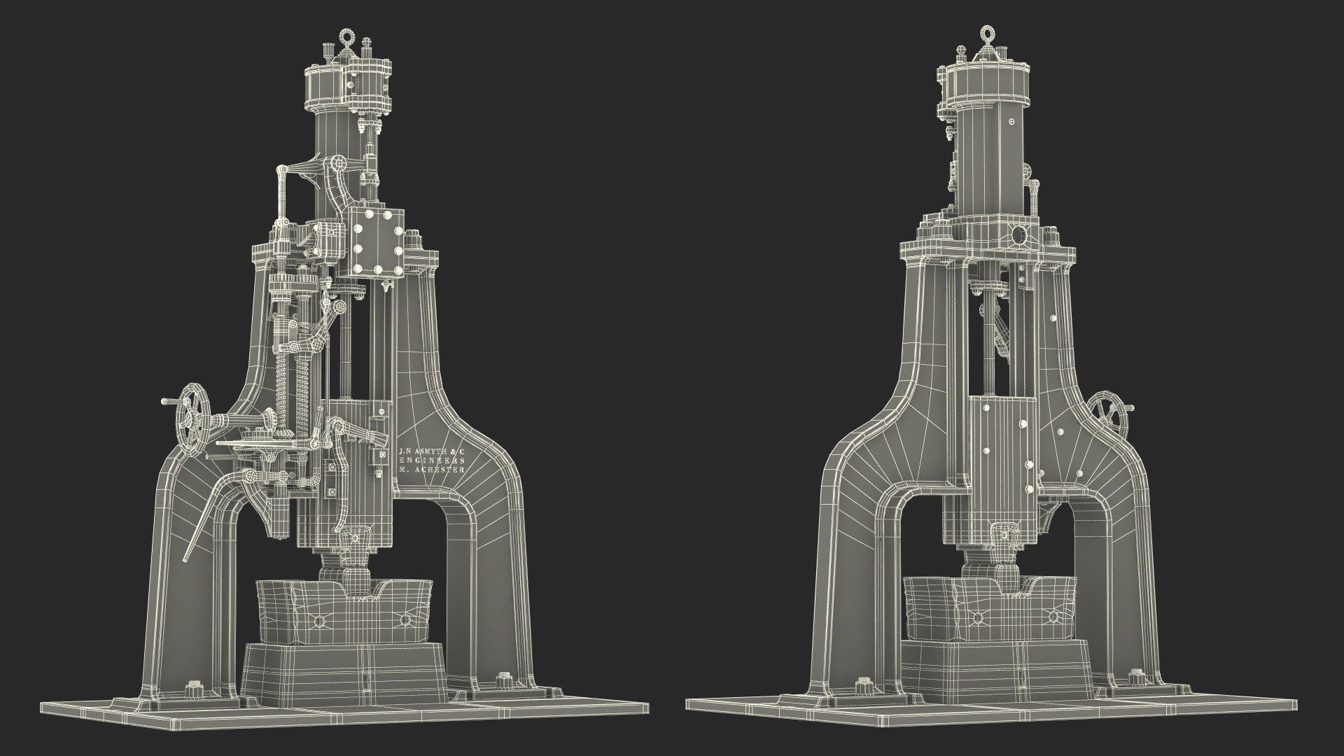 3D Model Vintage Industrial Steam Hammer Rigged - TurboSquid 2246261