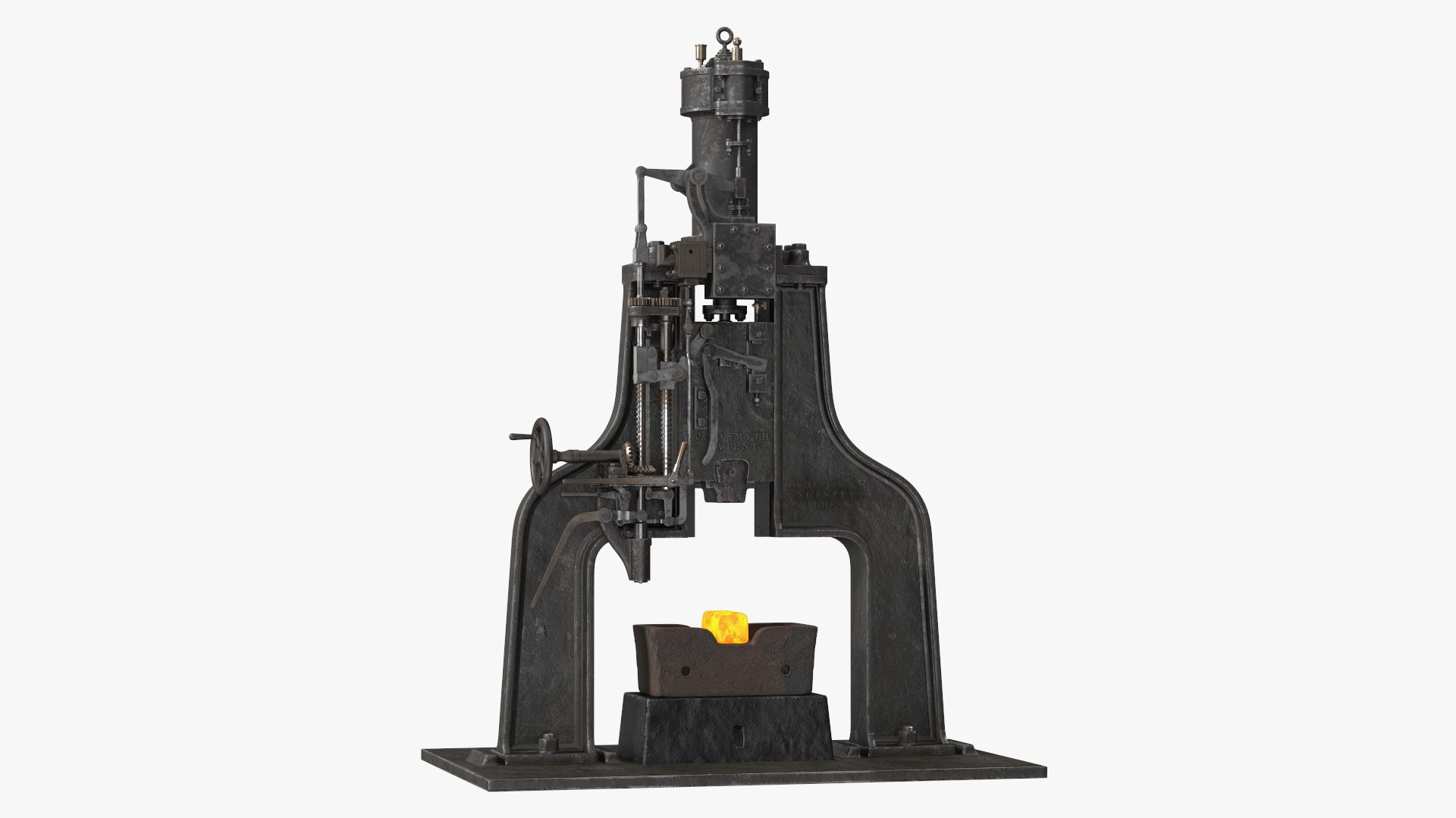 3D Model Vintage Industrial Steam Hammer Rigged - TurboSquid 2246261