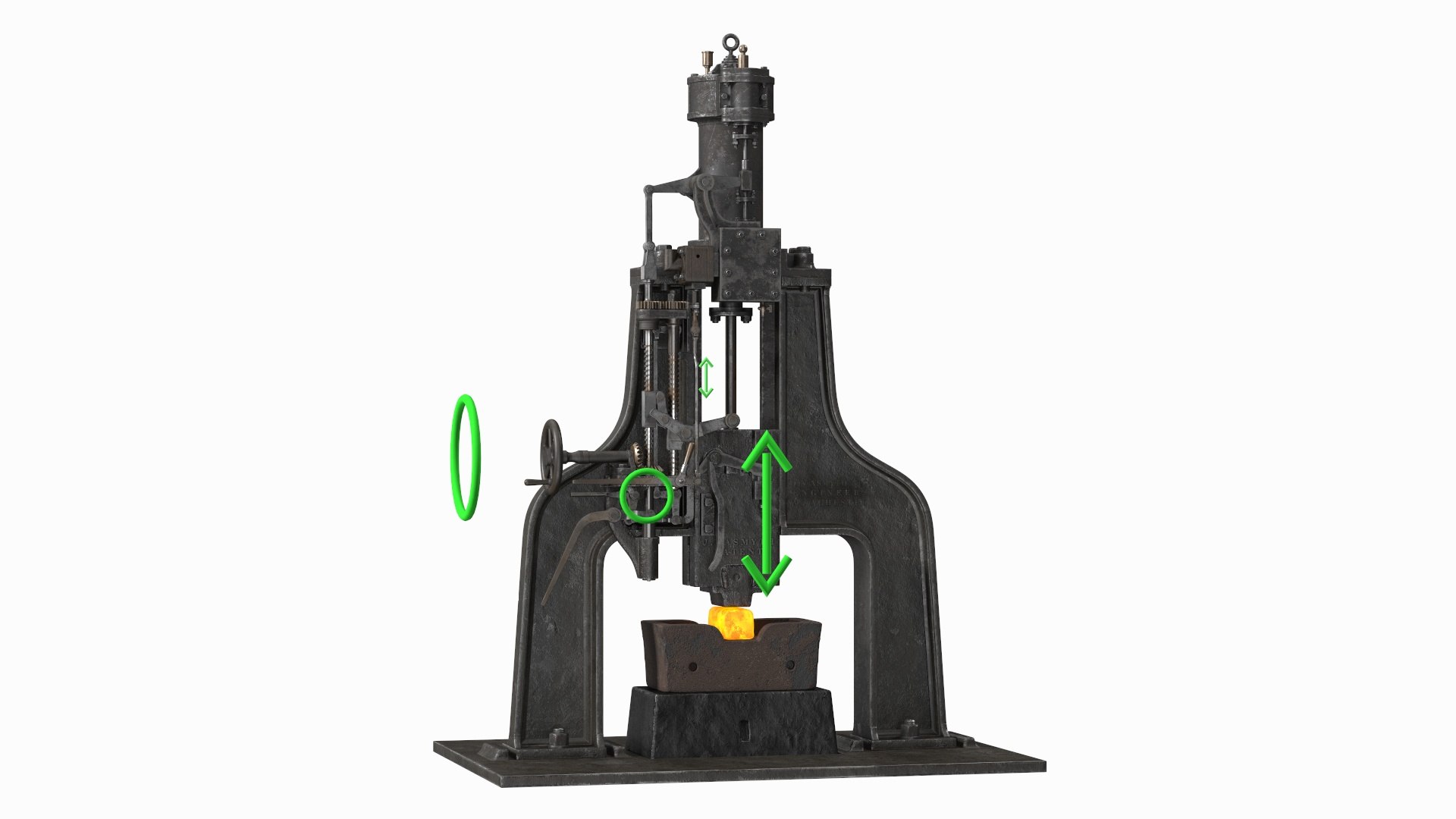 3D Model Vintage Industrial Steam Hammer Rigged - TurboSquid 2246261