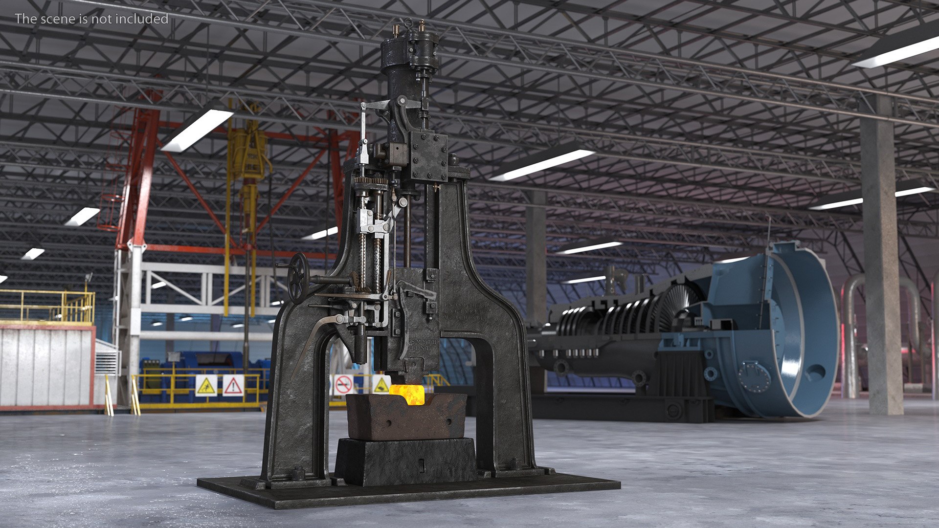 3D Model Vintage Industrial Steam Hammer Rigged - TurboSquid 2246261