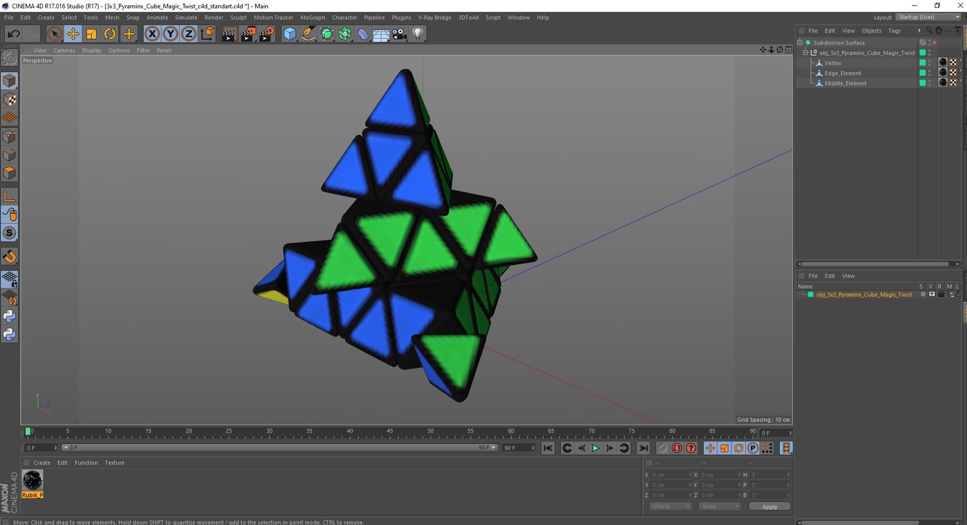 3d 3x3 Pyraminx Cube Magic Twist Model Turbosquid 2149912