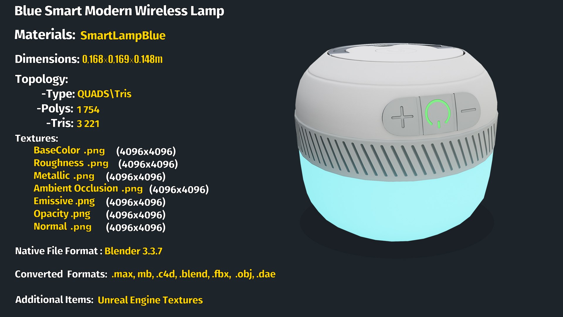 Blue Smart Modern Wireless Lamp Model - TurboSquid 2084259