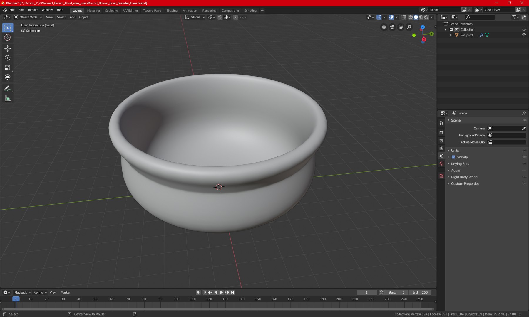3D Round Brown Bowl Model - TurboSquid 2093420
