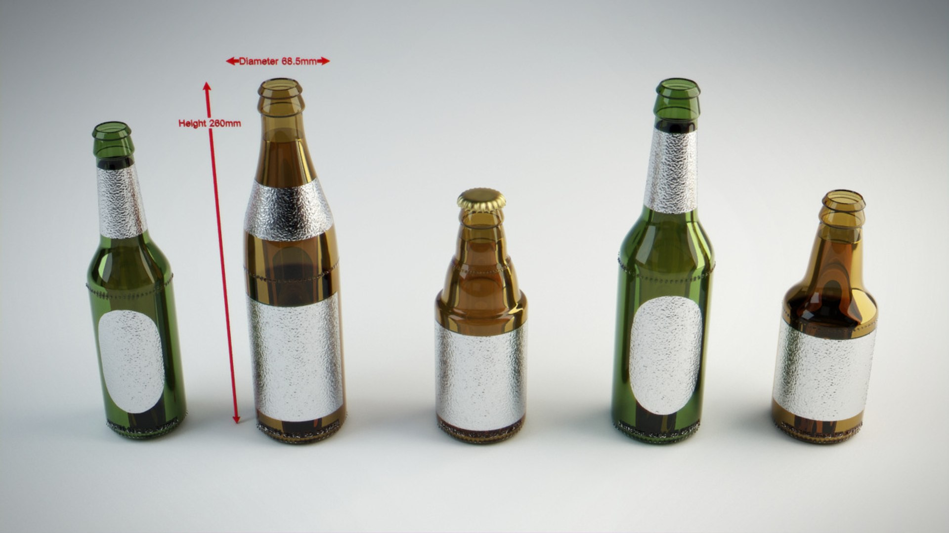 Real World Scale Beer Bottle 3d Model