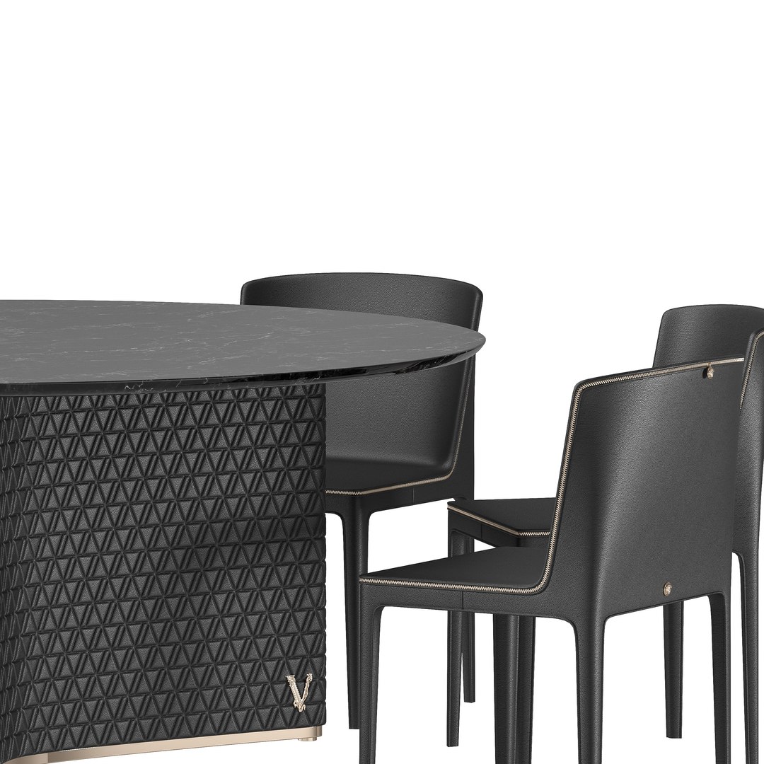 3D VERSACE HOME V Marble Round Dining Table and chair - TurboSquid 2110938