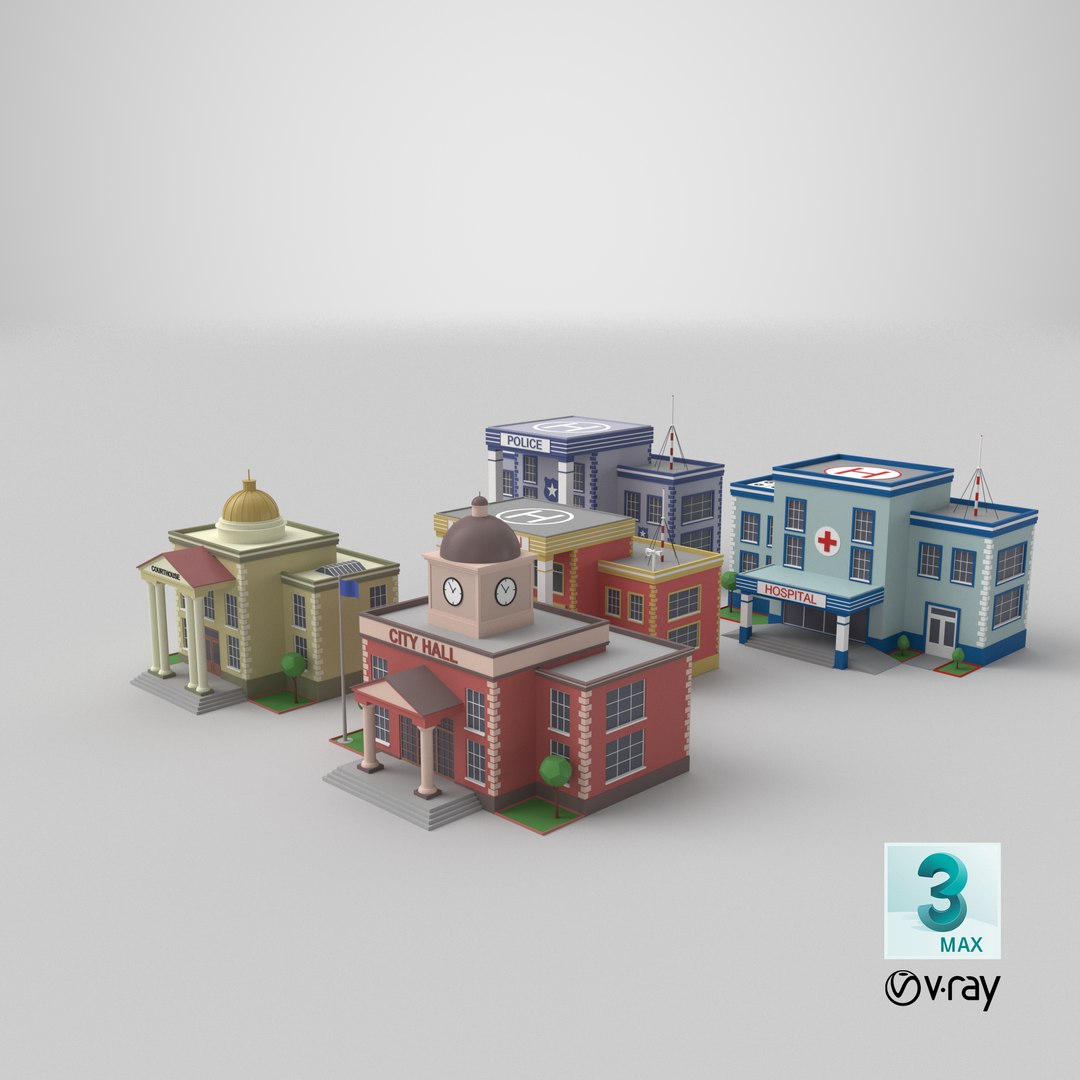 3D Low Poly Buildings Collection 05 Model - TurboSquid 1852800