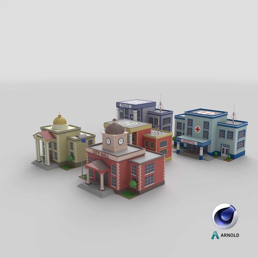 3D Low Poly Buildings Collection 05 Model - TurboSquid 1852800