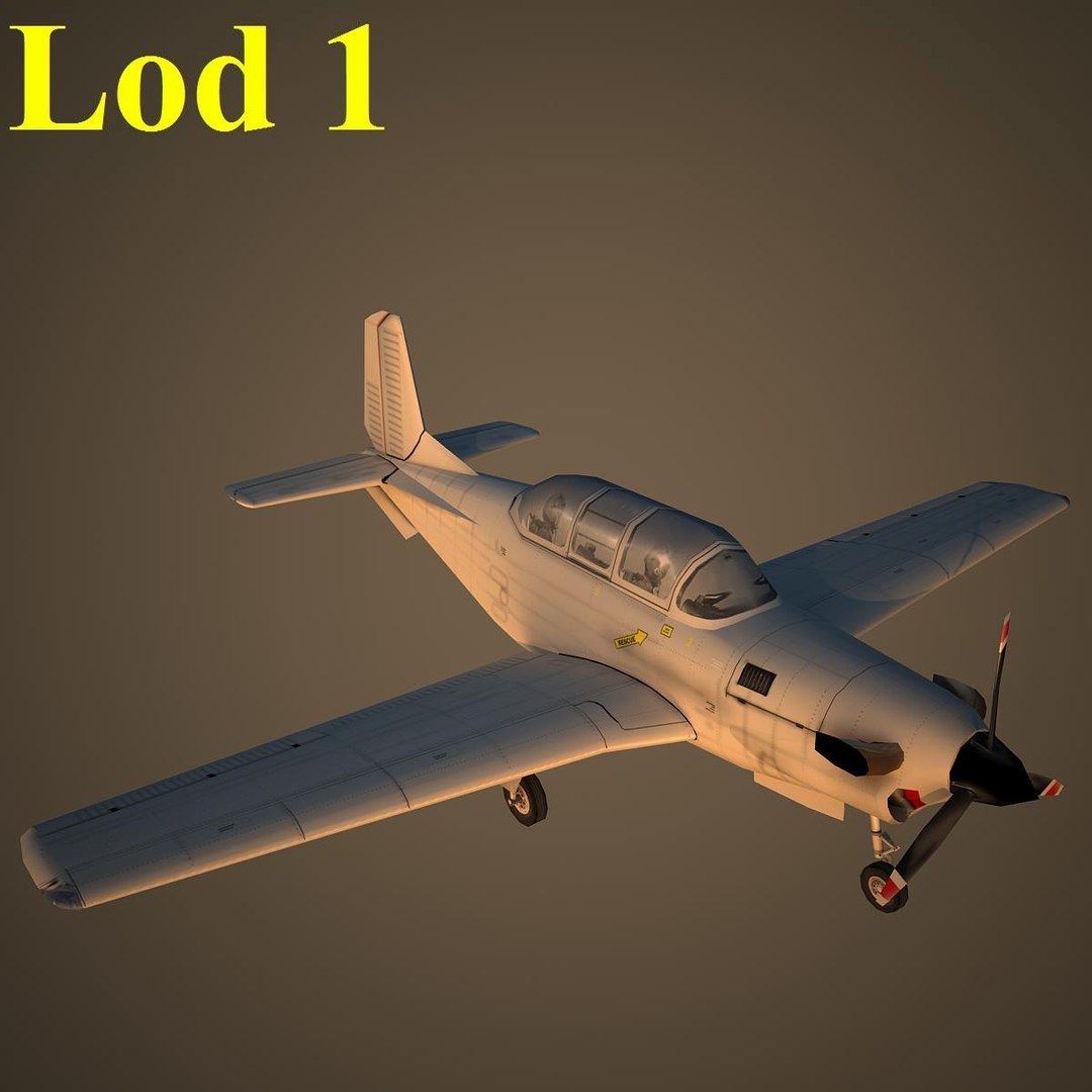 Beechcraft Low-poly Trainer 3d Max