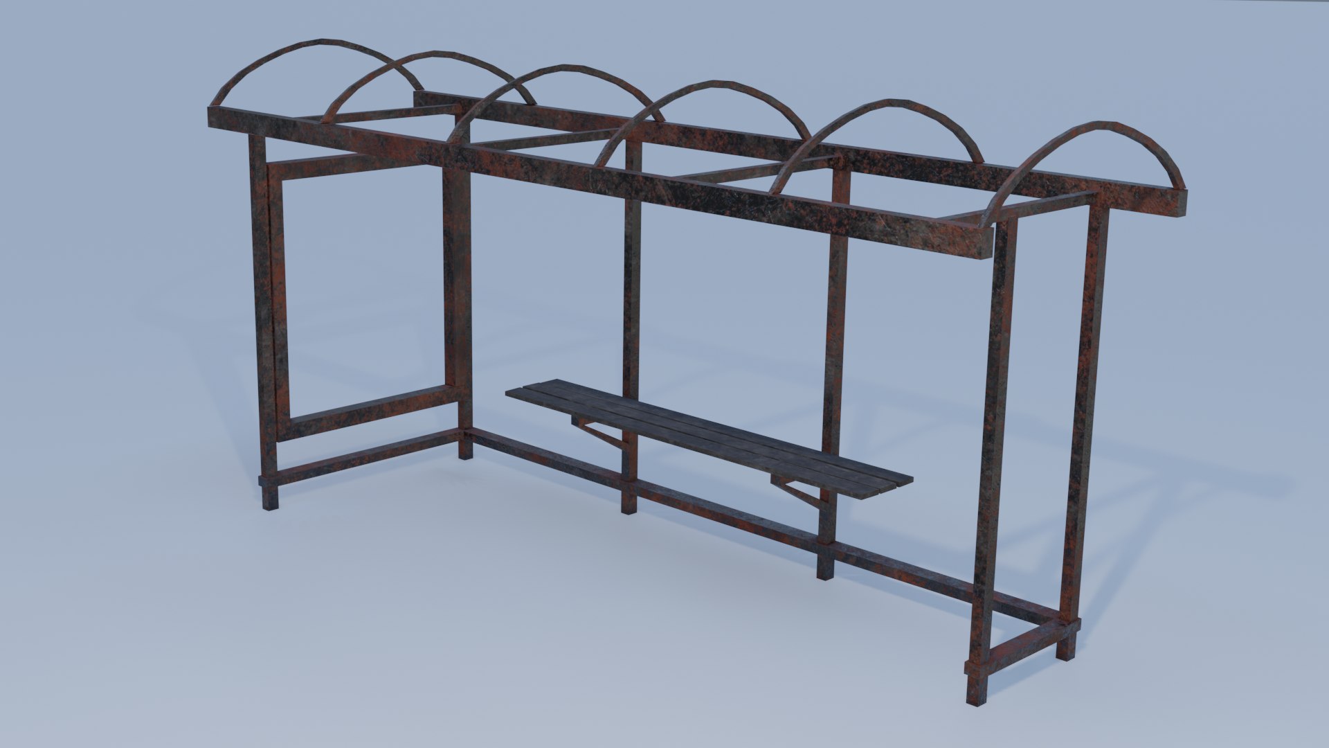 3D Old Rusty Bus Stop - TurboSquid 1807183