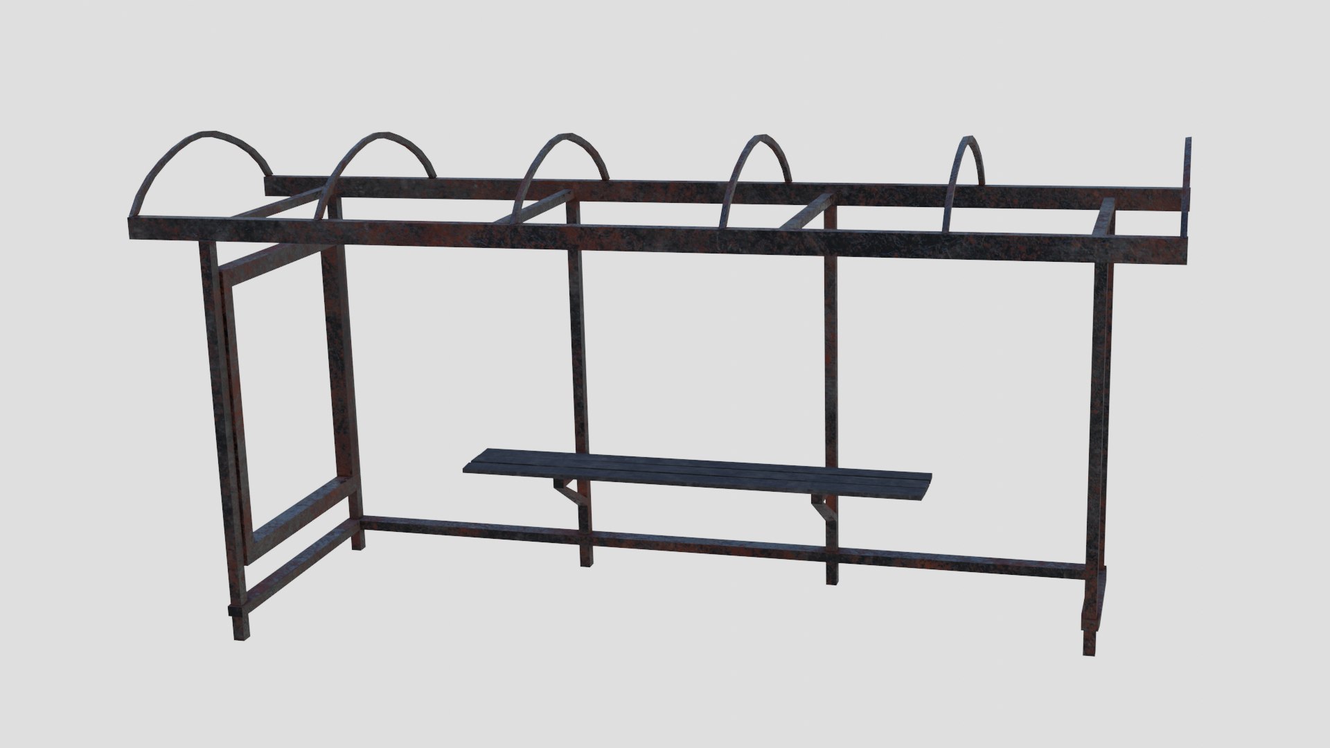 3D Old Rusty Bus Stop - TurboSquid 1807183