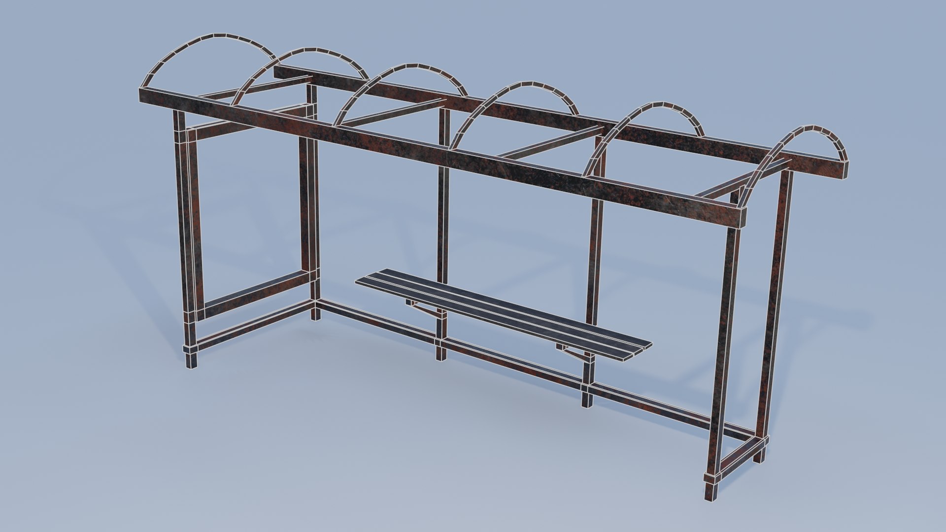 3D Old Rusty Bus Stop - TurboSquid 1807183