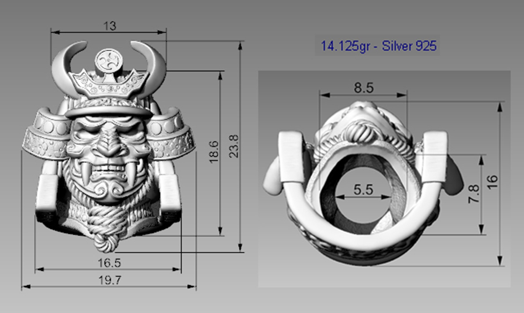 3D Samurai Head Bead Model - TurboSquid 1981739