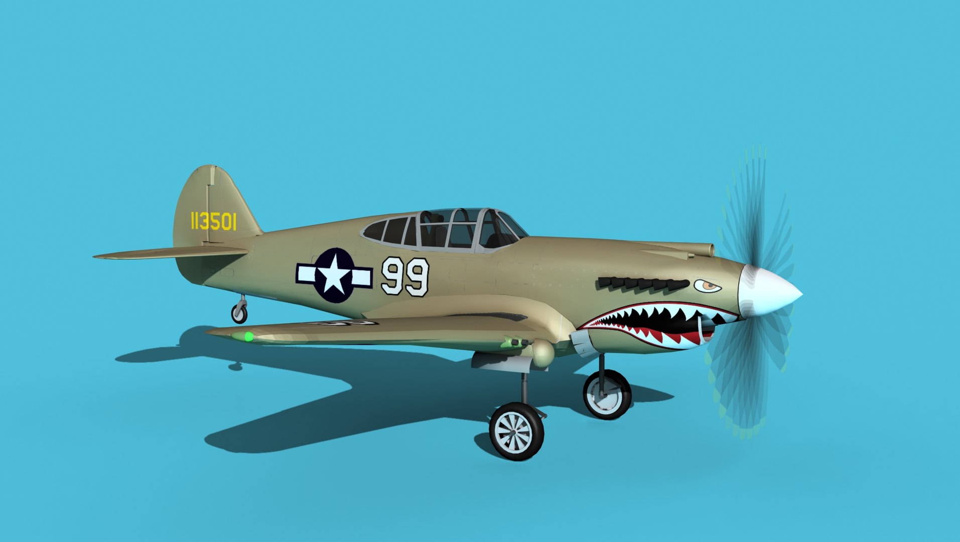 Curtiss P-40B Warhawk V10 USAAF 3D Model - TurboSquid 1914843