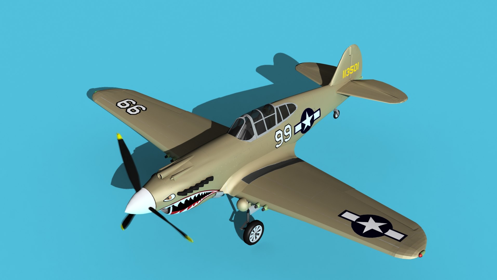 Curtiss P-40B Warhawk V10 USAAF 3D Model - TurboSquid 1914843