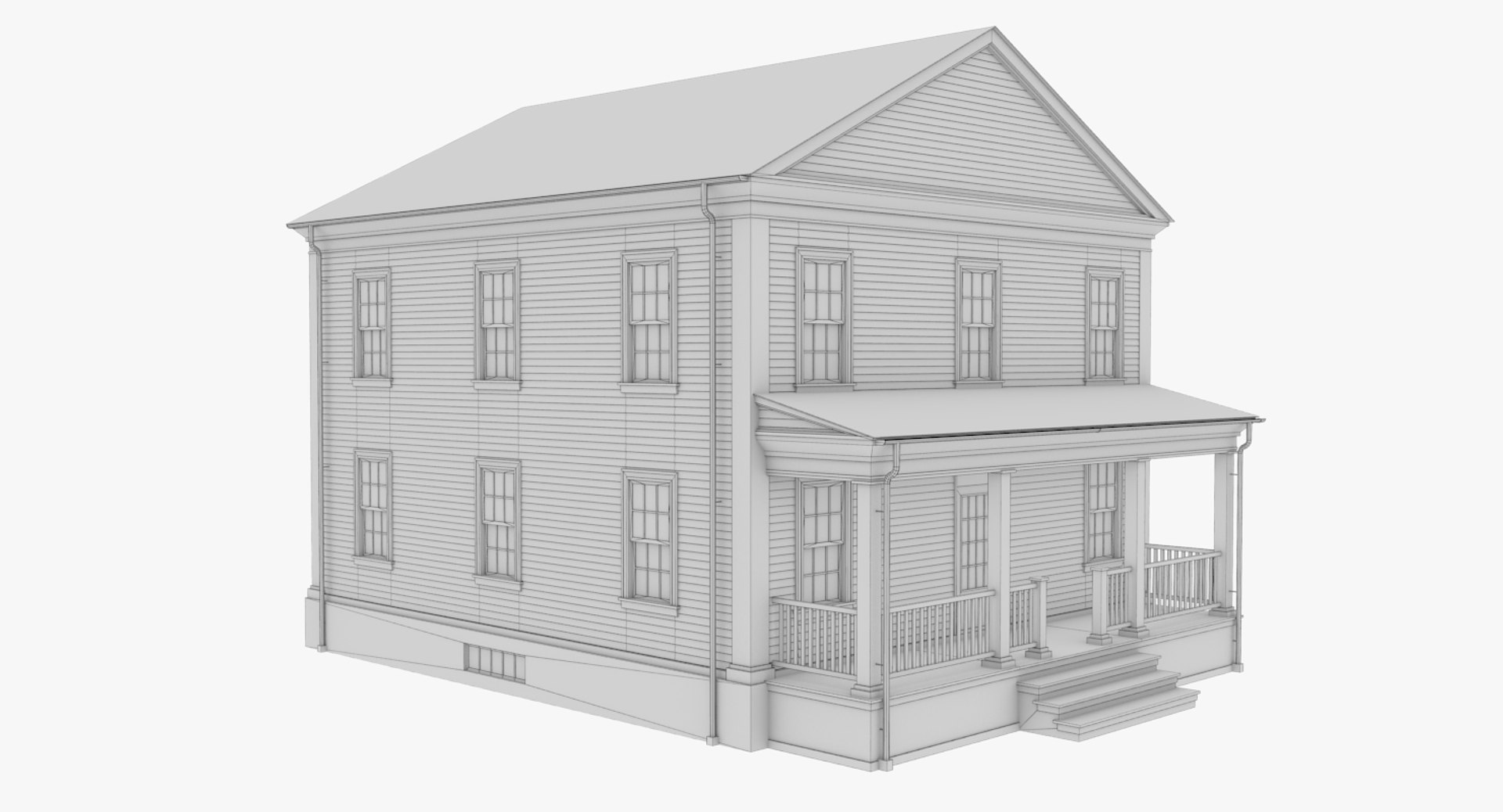 3D Colonial House - TurboSquid 1195961