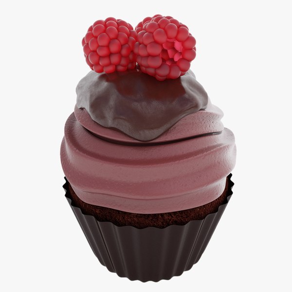 Raspberry chocolate cupcake 3D - TurboSquid 1915462