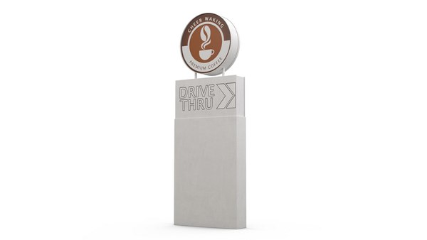 modelo 3d Señalización para autoservicio de cafetería Round Coffee ...