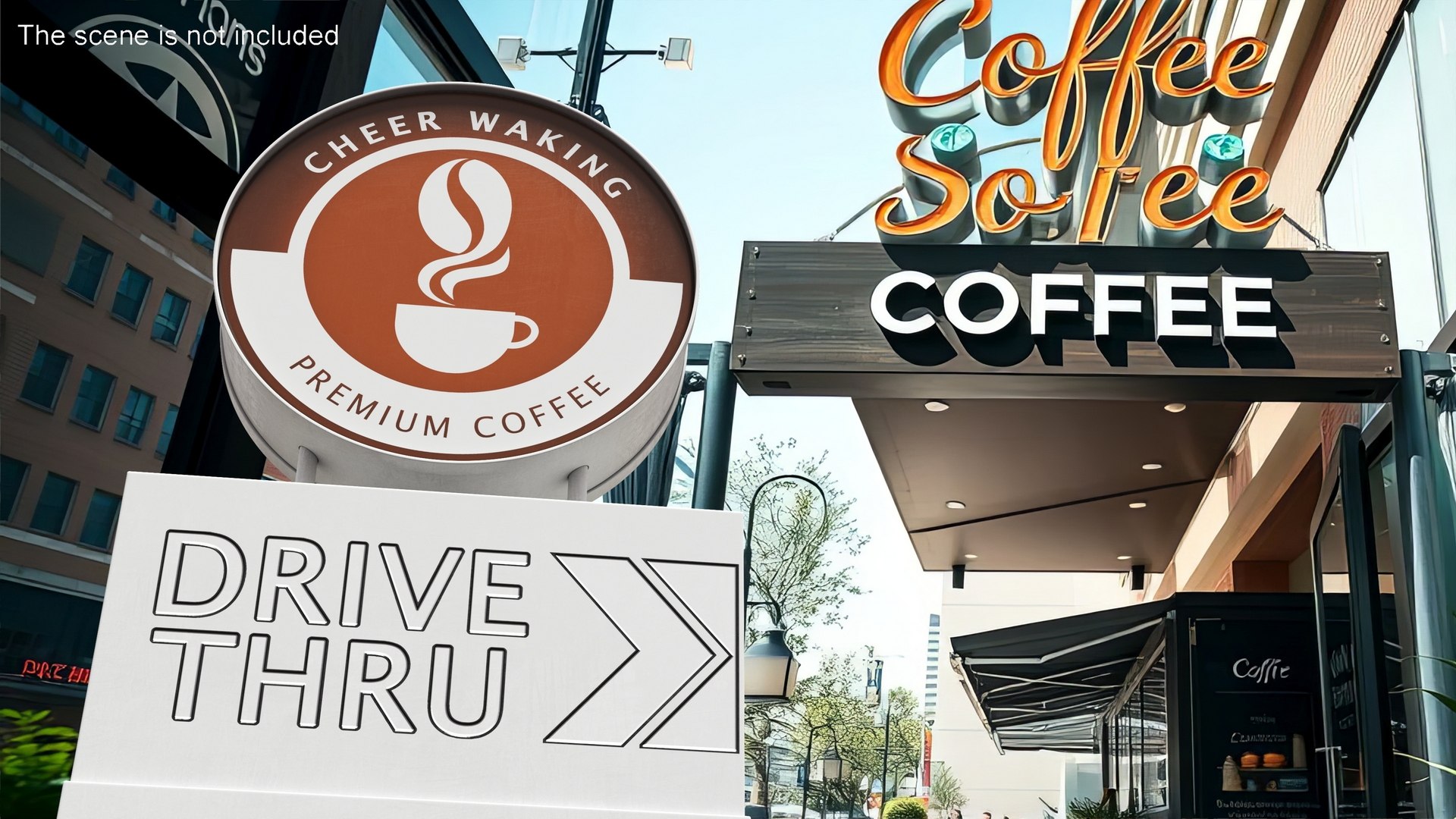Round Coffee Shop Drive Thru Signage 3D Model - TurboSquid 2274426