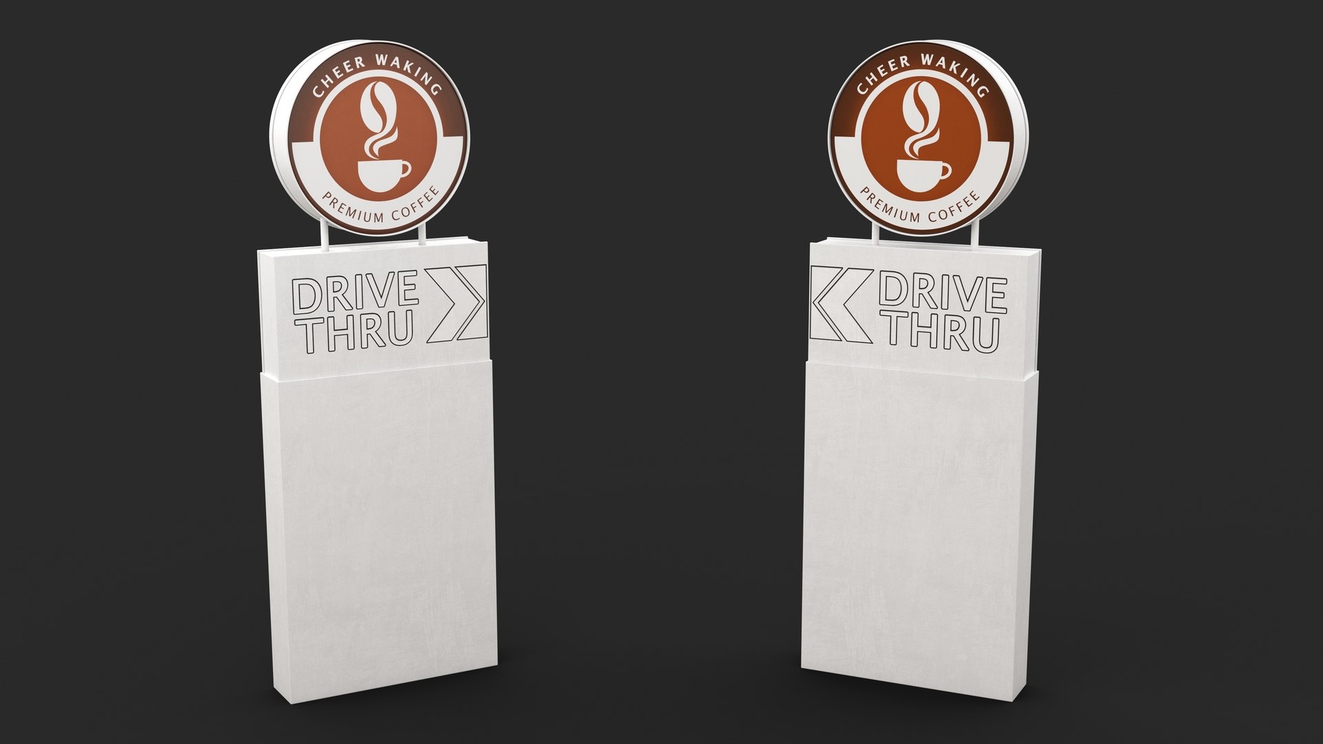 Round Coffee Shop Drive Thru Signage 3D Model - TurboSquid 2274426