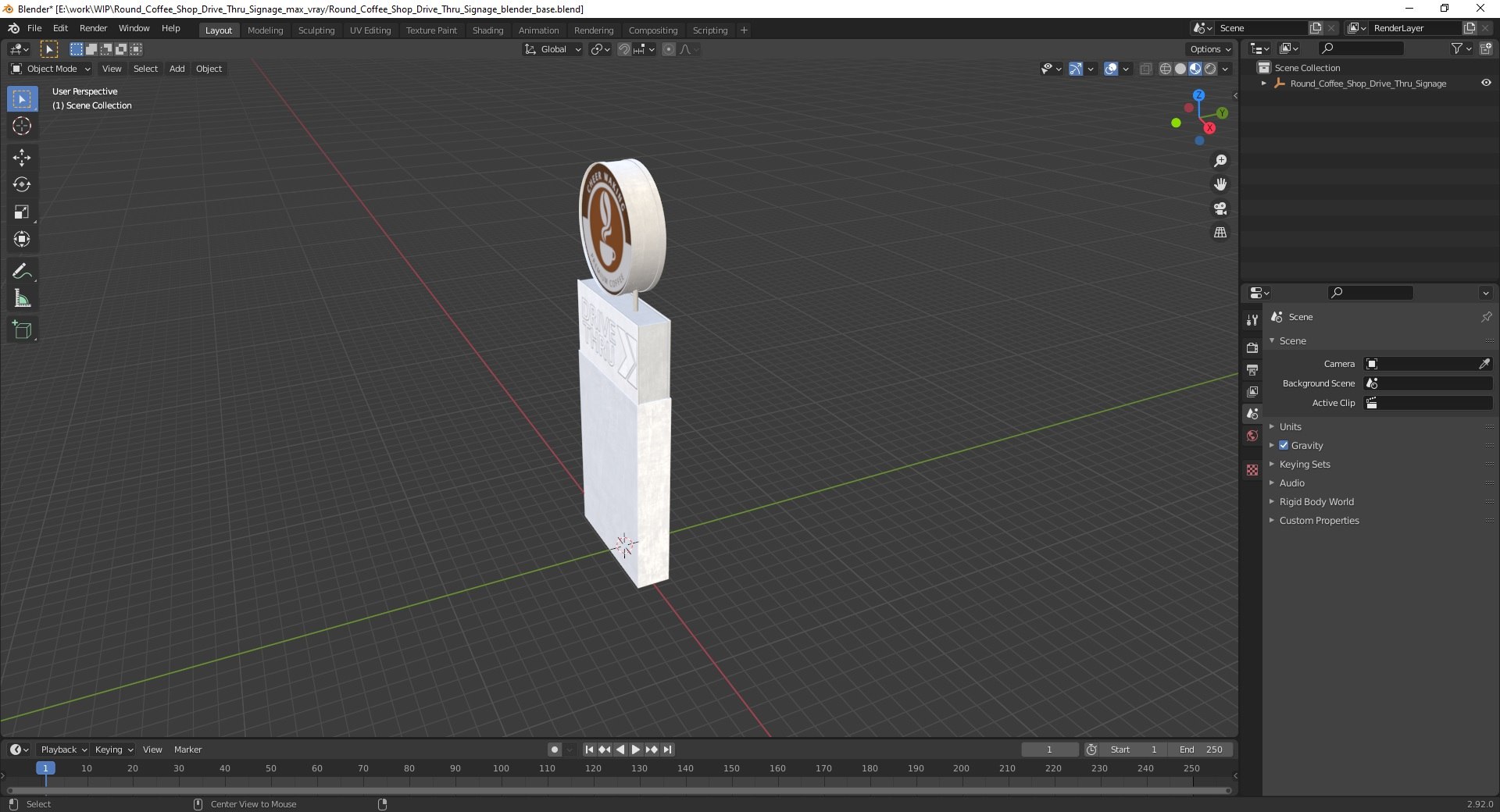 Round Coffee Shop Drive Thru Signage 3D Model - TurboSquid 2274426