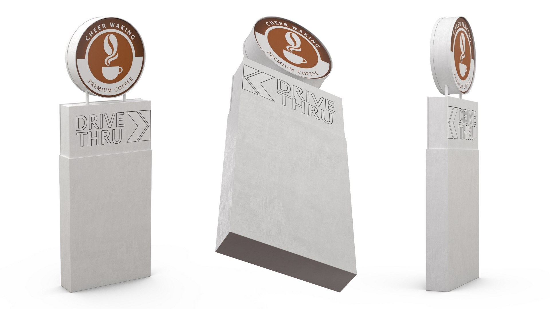 Round Coffee Shop Drive Thru Signage 3D Model - TurboSquid 2274426