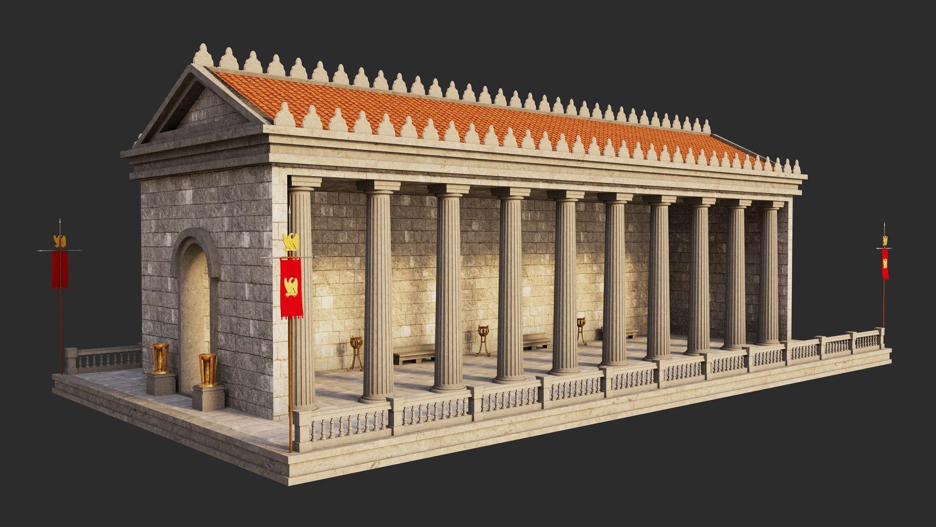 Roman Temple Building Model - TurboSquid 2508400