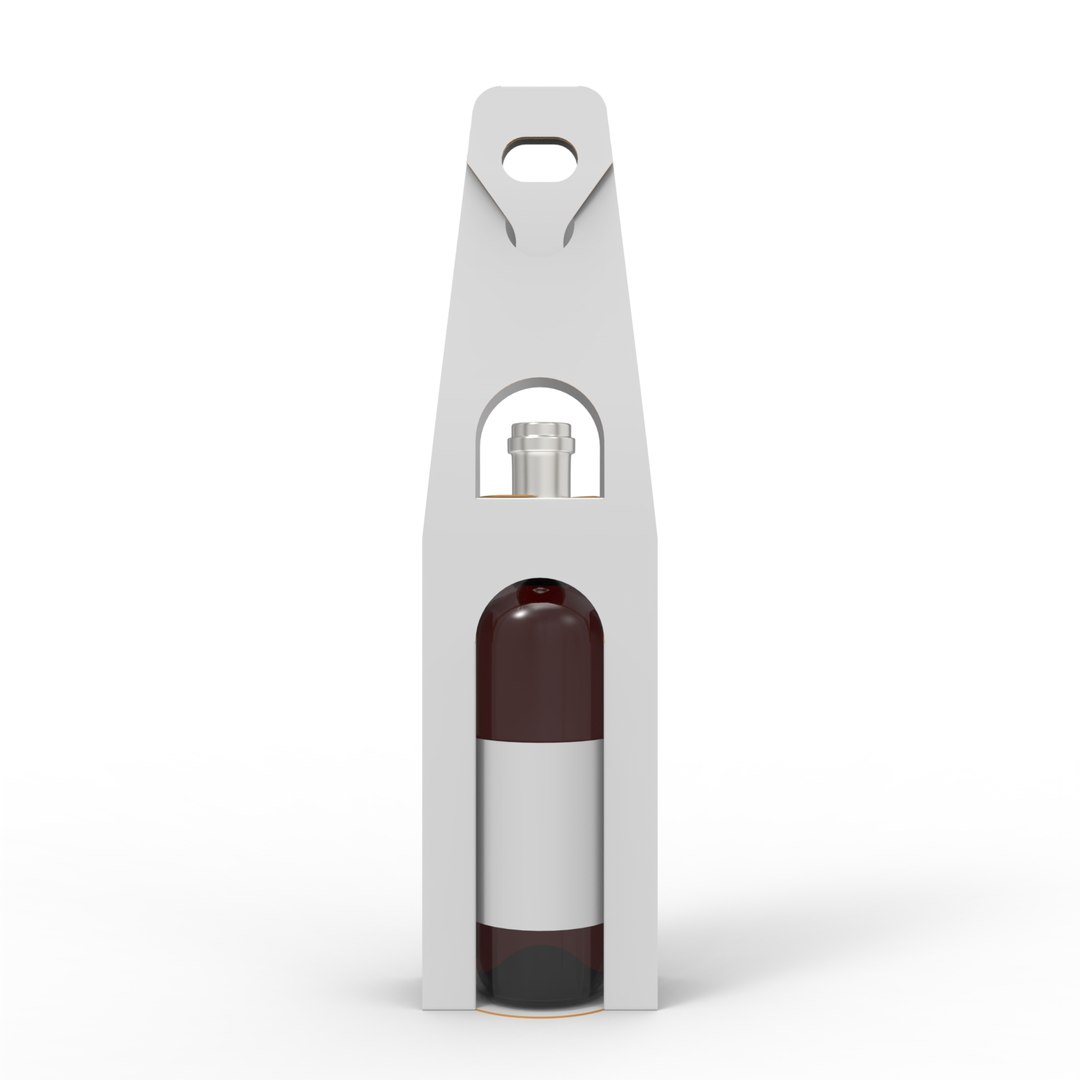3D Packaging Holder For One Wine Bottle Including Die-cut Design ...