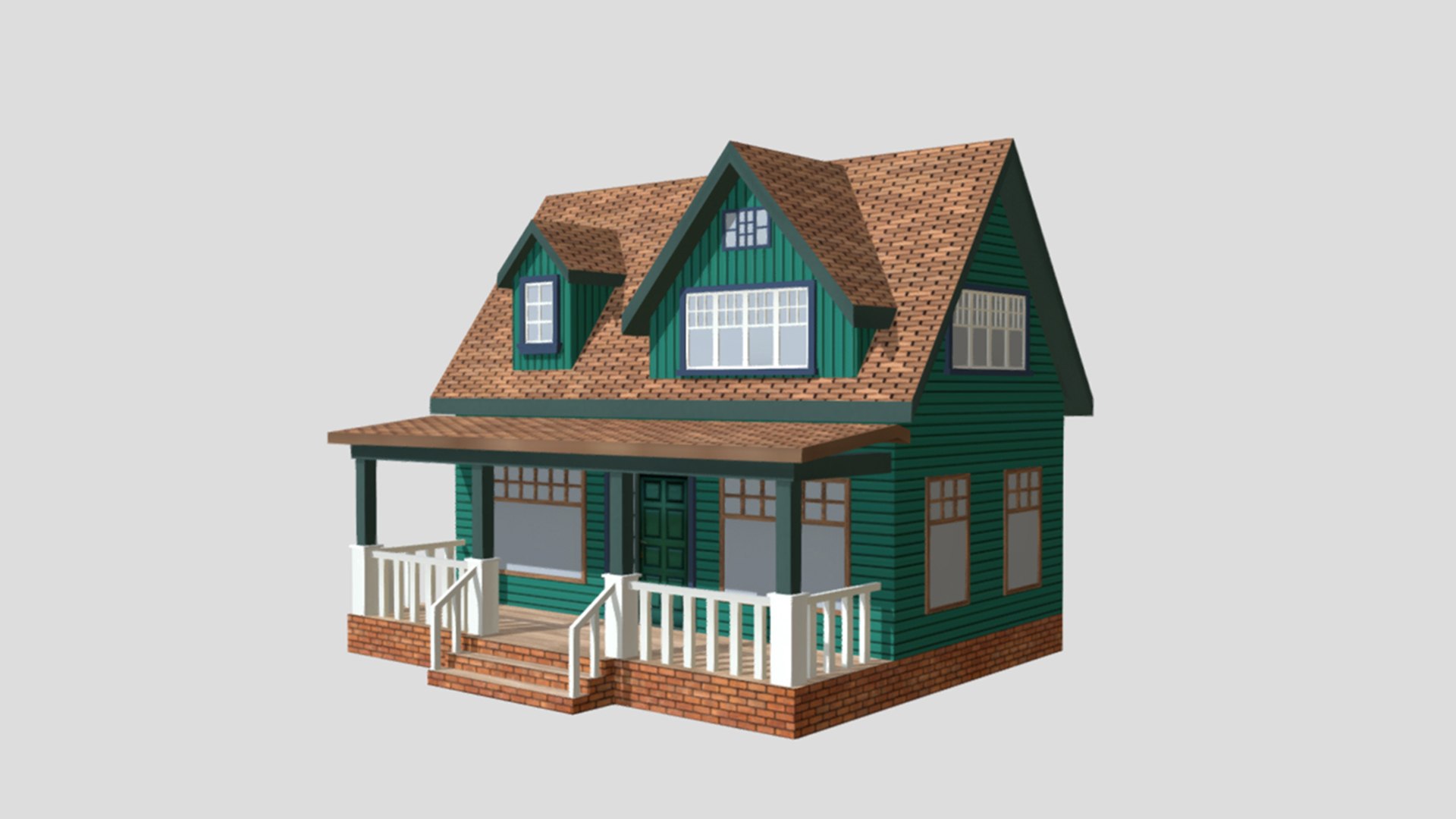 3D Model American Style Cottage - Town House Model - TurboSquid 2183708