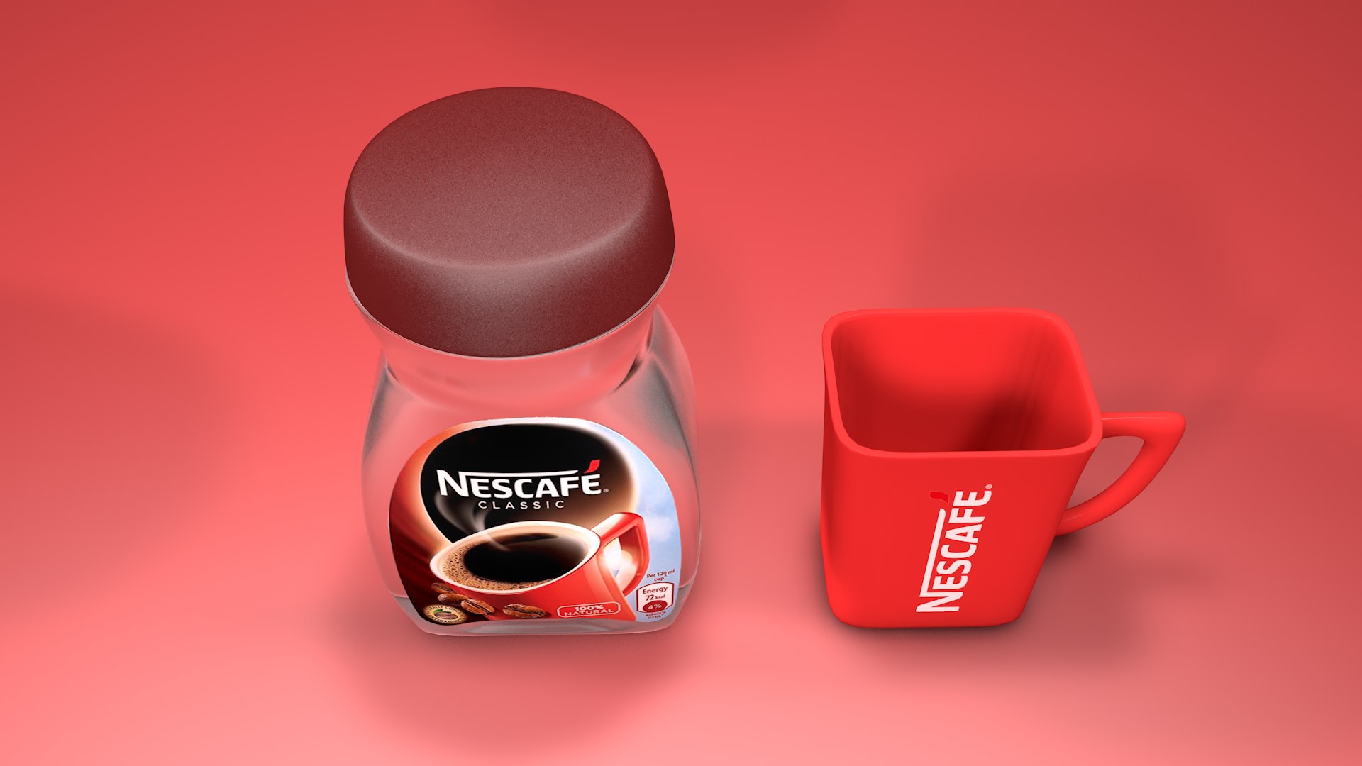 3D nescafe jar and cup - TurboSquid 1987005