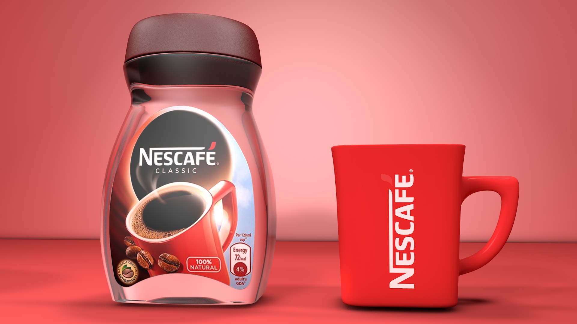 3D nescafe jar and cup - TurboSquid 1987005