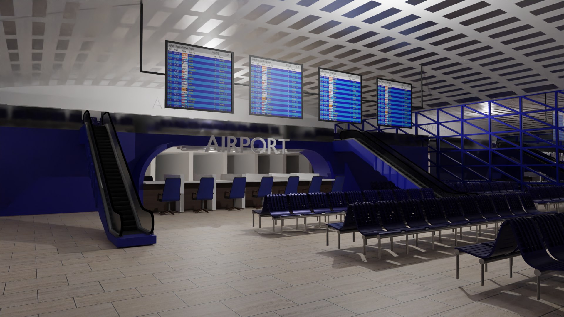 3D Airport Interior - TurboSquid 2160927