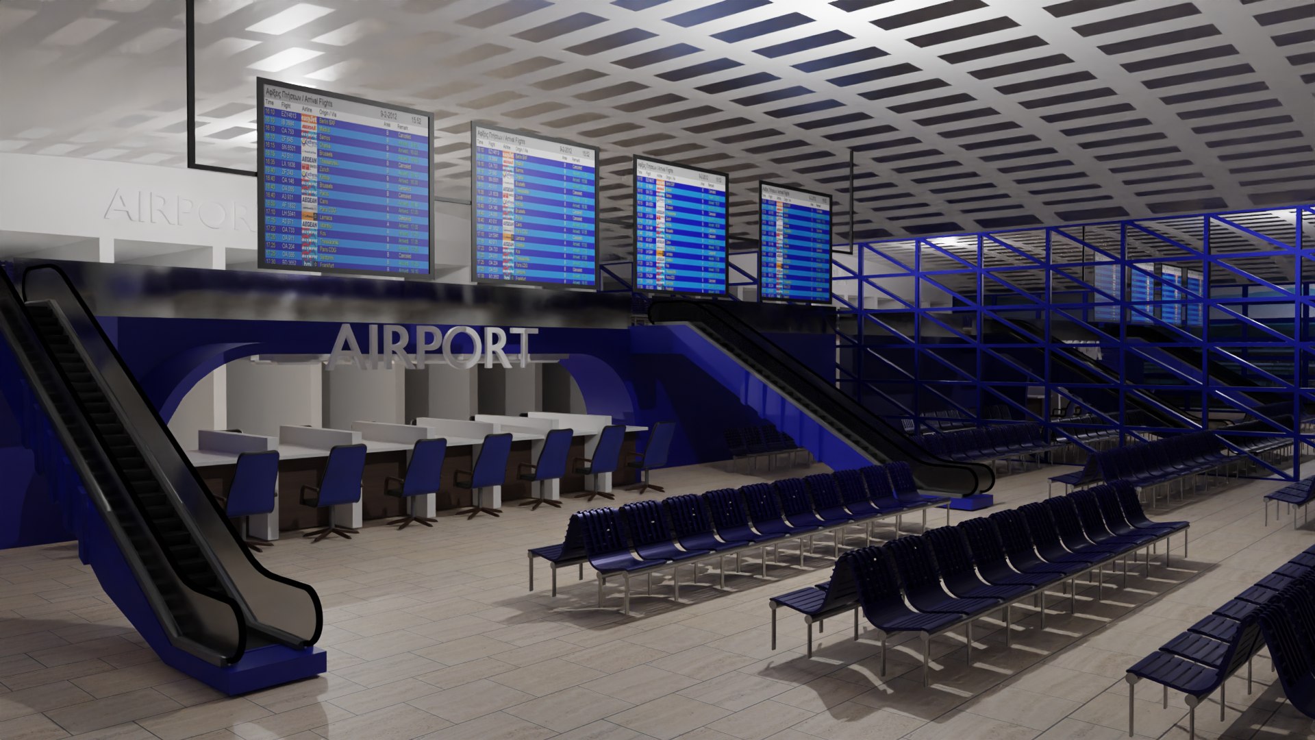 3D Airport Interior - TurboSquid 2160927
