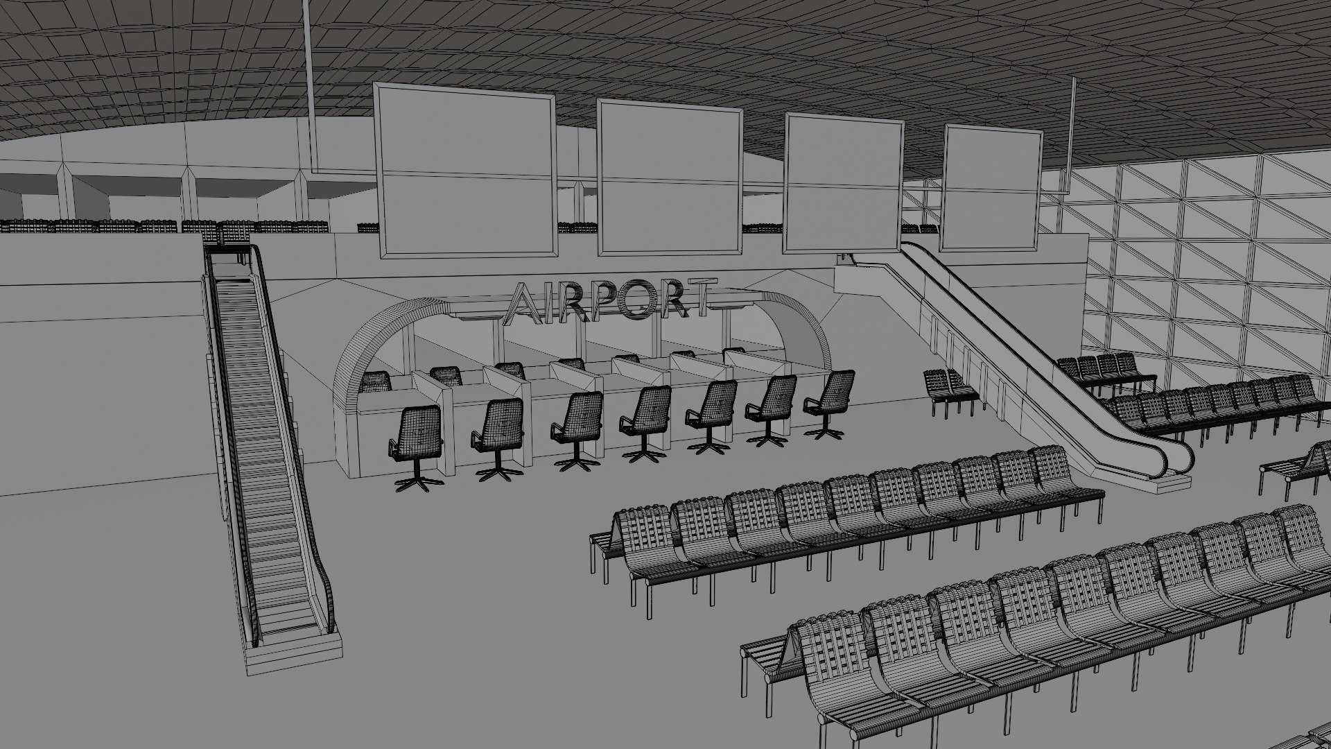 3D Airport Interior - TurboSquid 2160927
