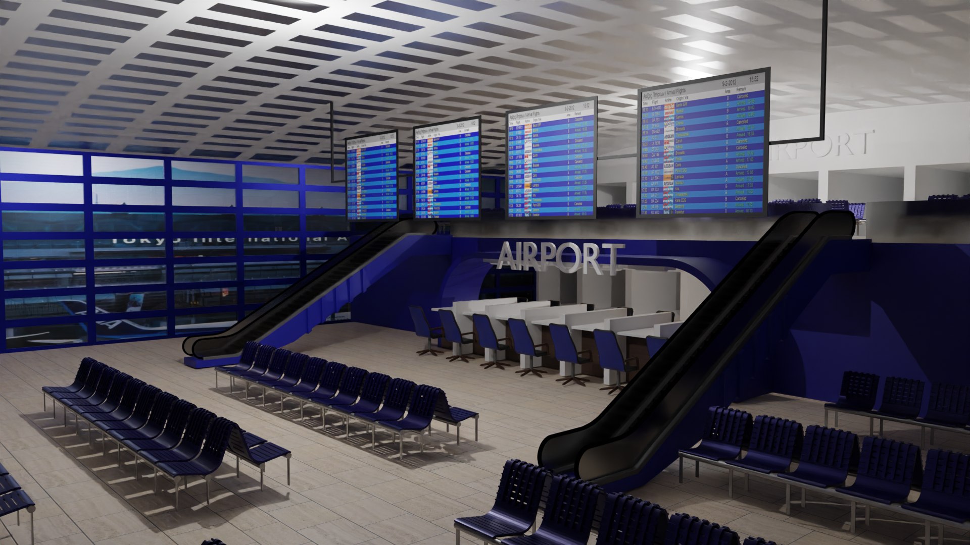 3D Airport Interior - TurboSquid 2160927