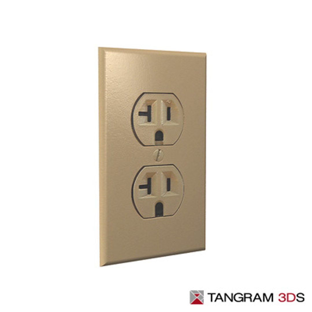 3d north american power outlet model