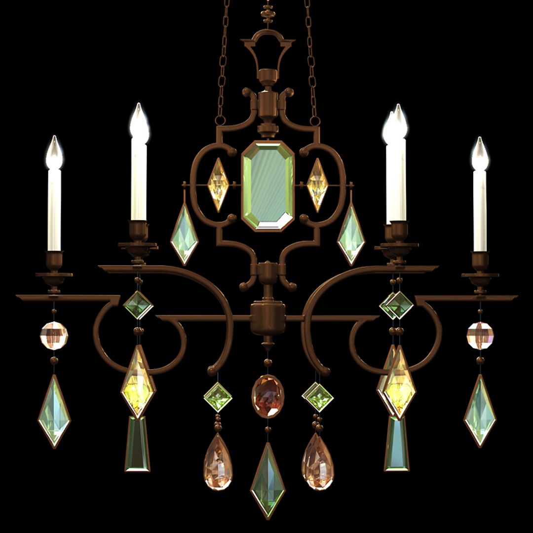 chandelier gems gemstone lighting 3d lwo